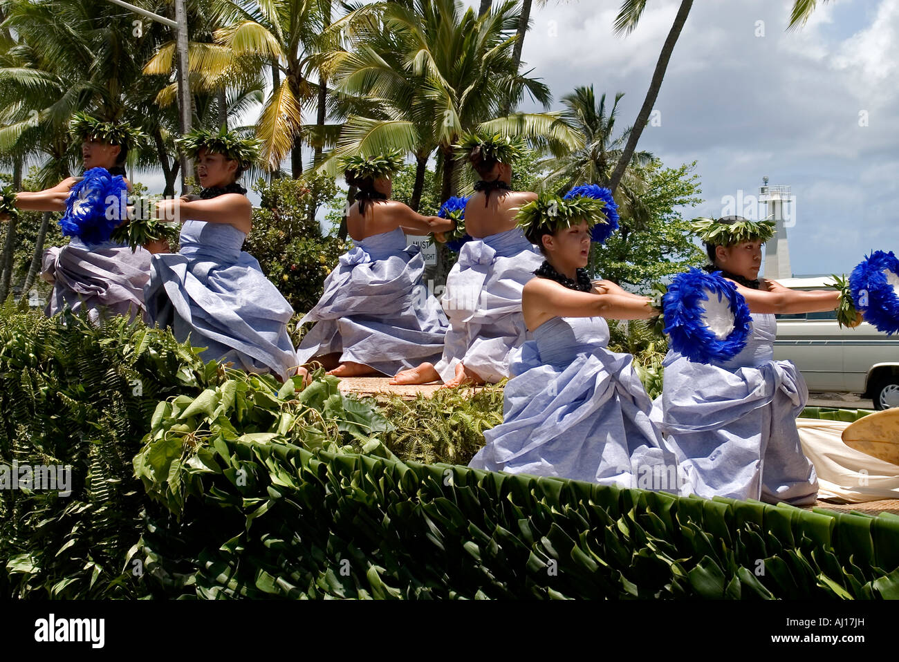 USA, Hawaii, Hilo Big, Island, 43rd Merrie Monarch Hula Festival, float ...