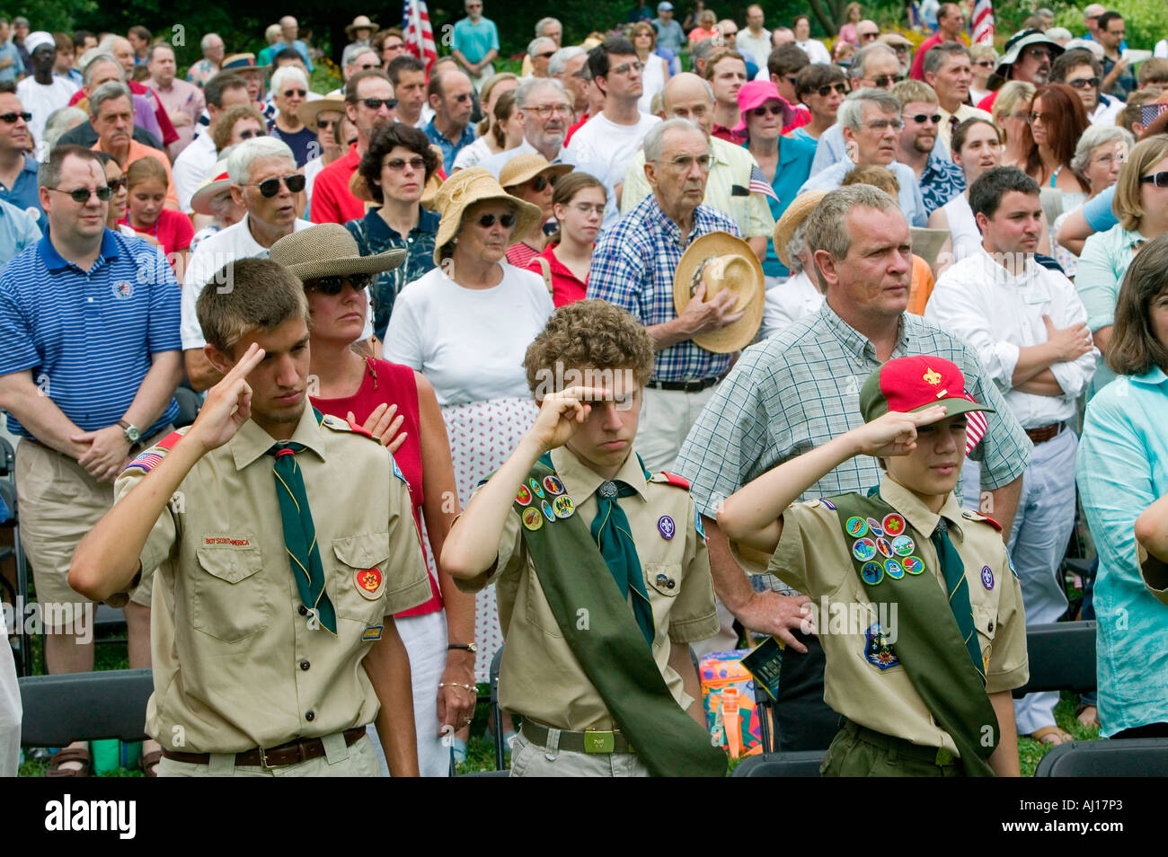 Boy Scouts saluting 76 new American citizens at Independence Day ...