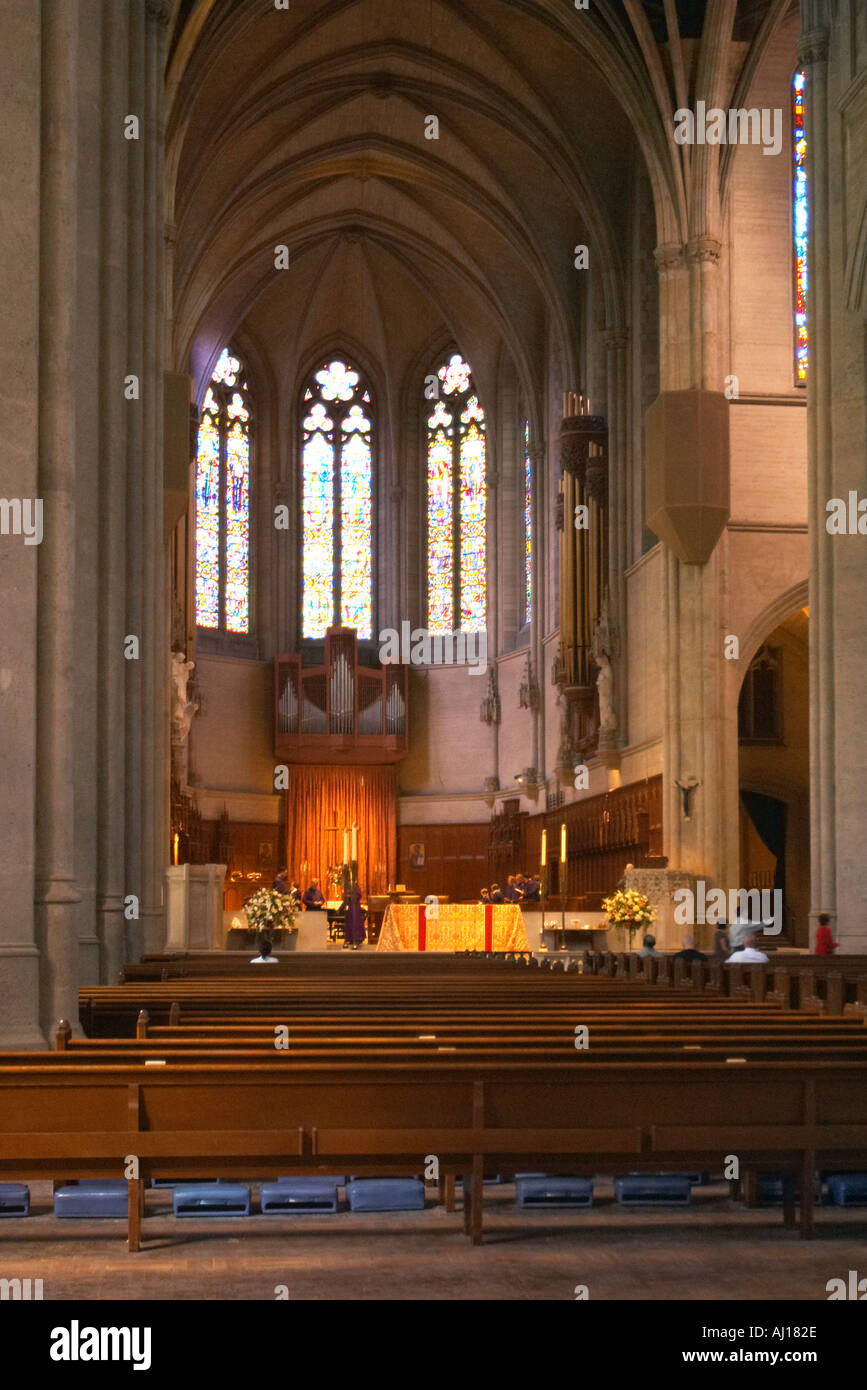 CALIFORNIA San Francisco Grace Cathedral interior pews columns altar ...