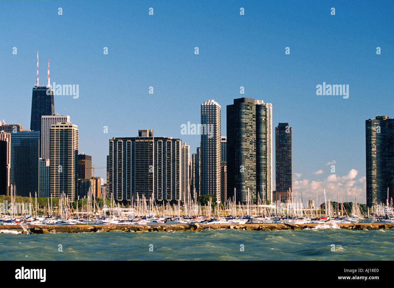 LAKEFRONT Chicago Illinois Skyline John Hancock Lake Point Tower ...