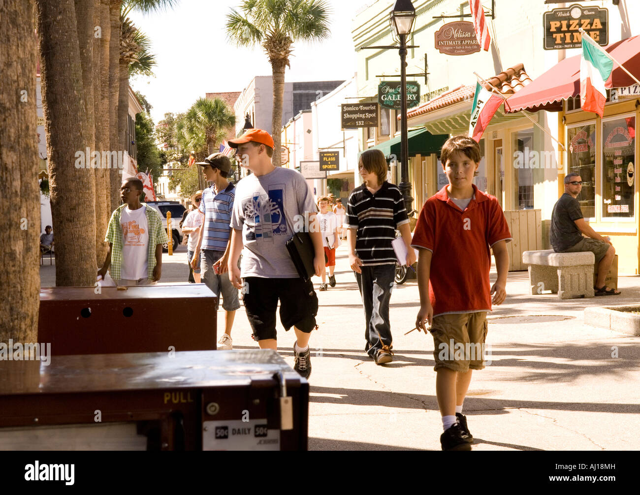 Tourists Walking along St George Street in St Augustine Florida Stock ...