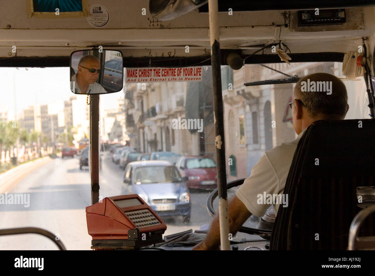 Malta Bus Driver on one of the old Leyland buses Stock Photo - Alamy