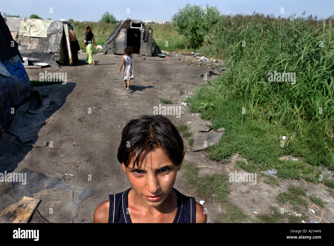 Gypsy girl in the outskirts of Bucharest Romania Stock Photo, Royalty ...