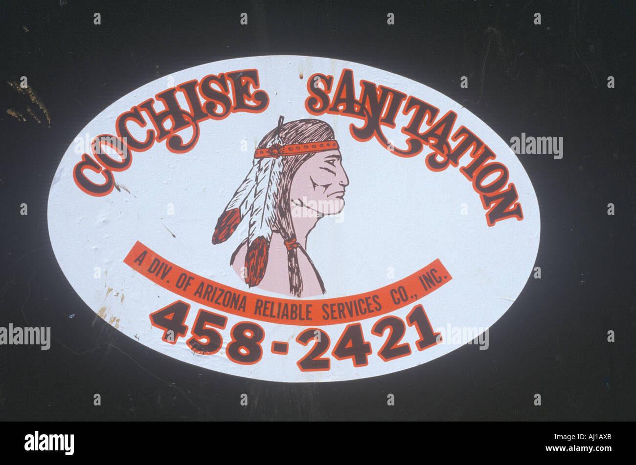 Cochise Sanitation sign with logo of Native American profile in ...