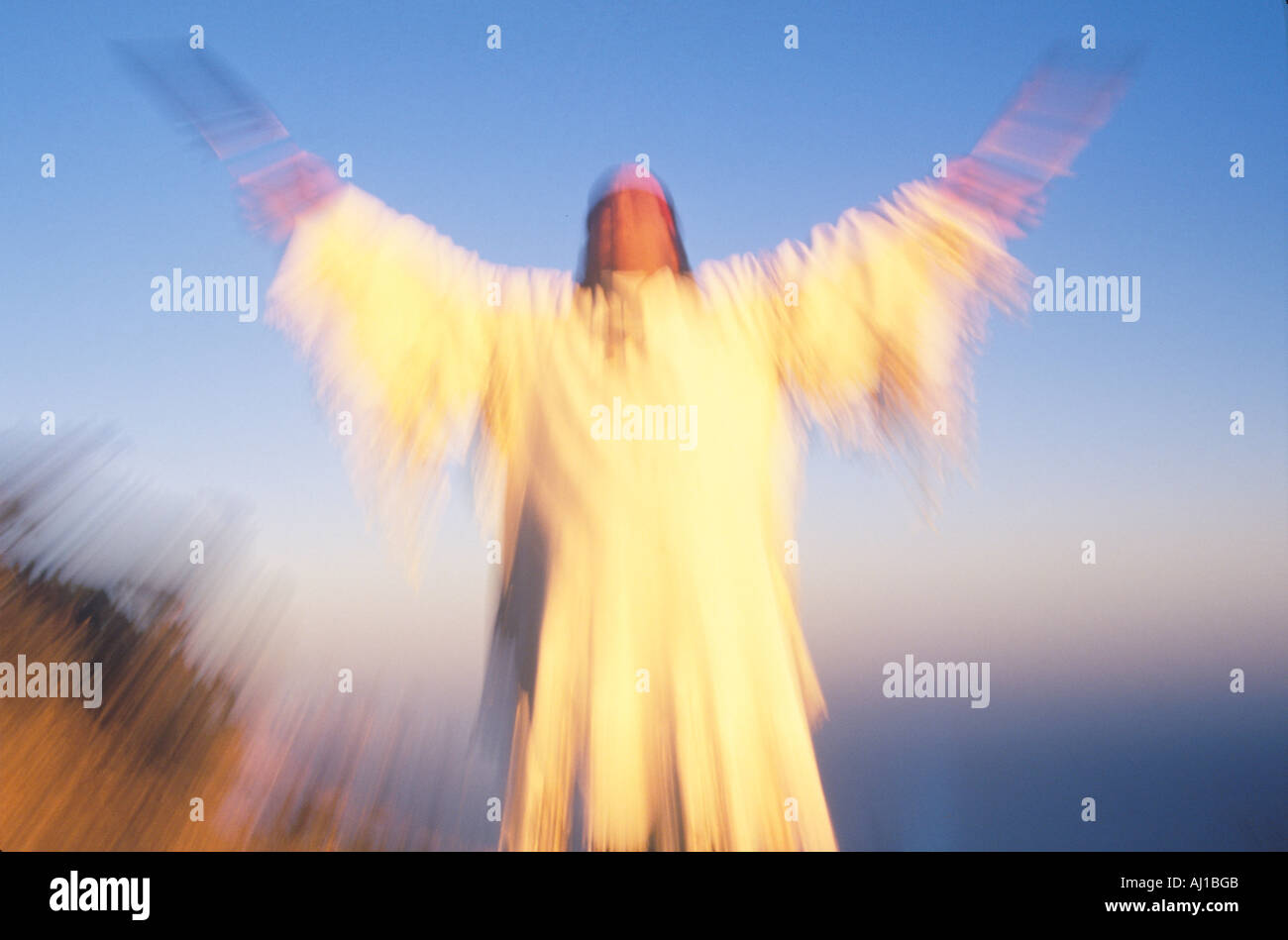 A Native American performing an Earth ceremony Big Sur CA Stock Photo ...