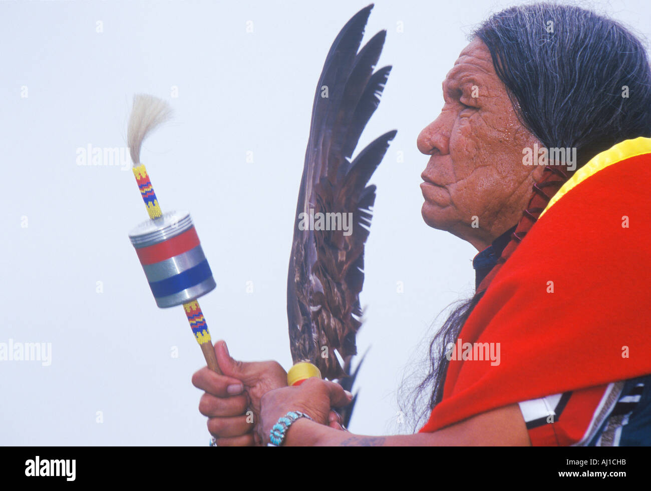 A Native American Cherokee elder at an Intertribal Powwow Ojai CA Stock ...