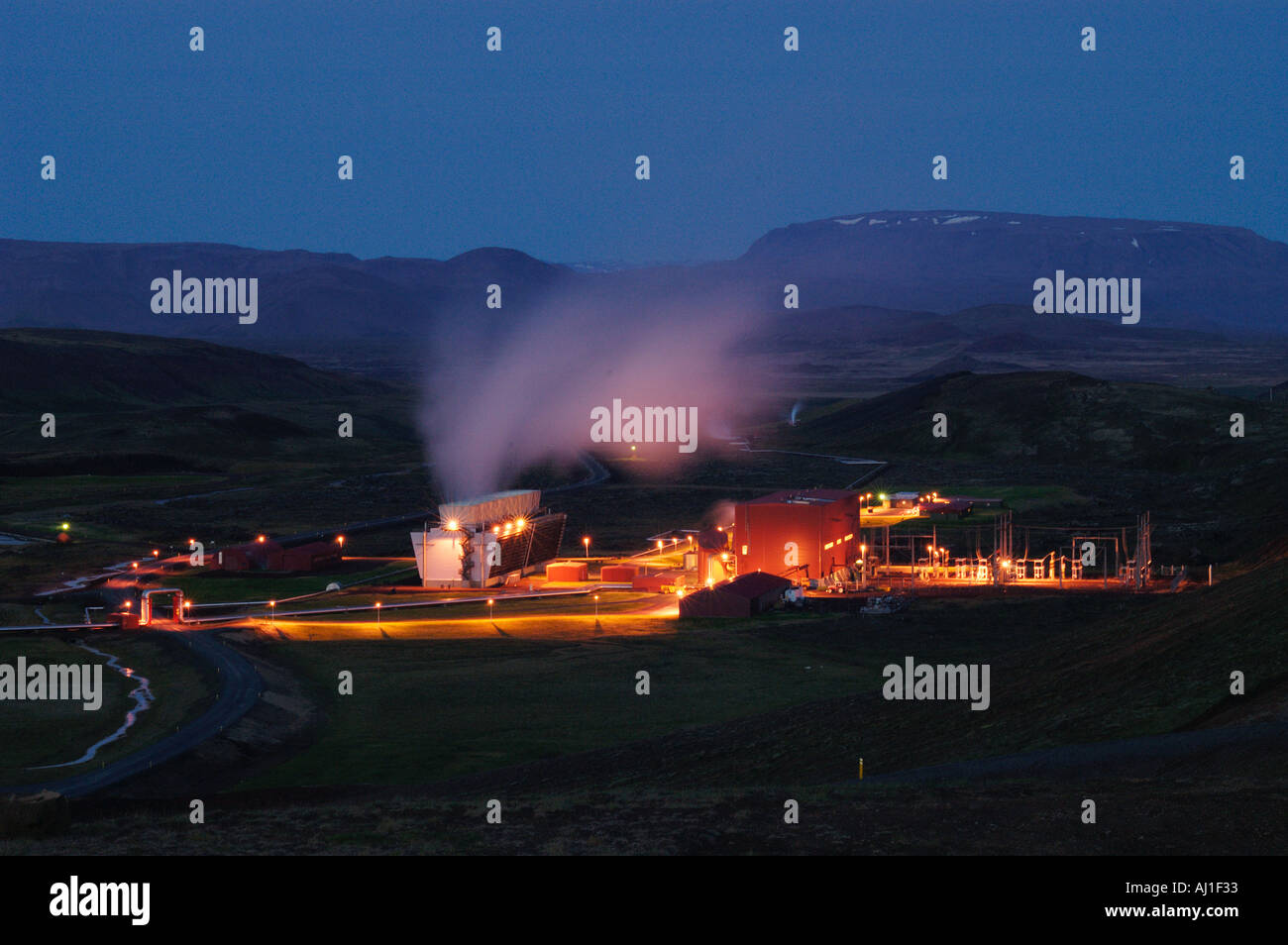 geothermal power plant which uses the hot water coming from drill holes ...