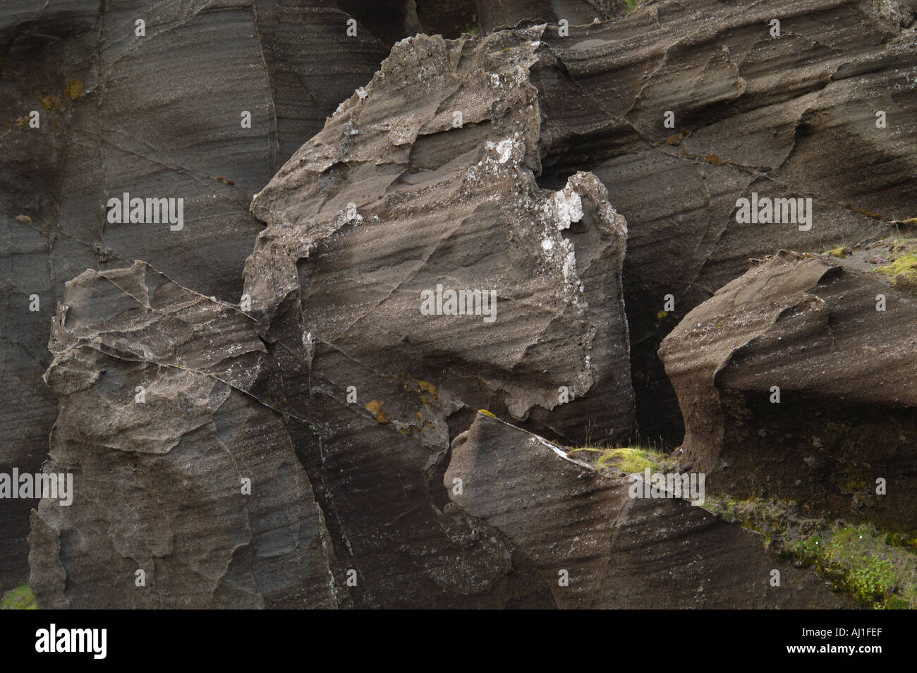 rock formations made of tuff at the base of the mountain Horn ...