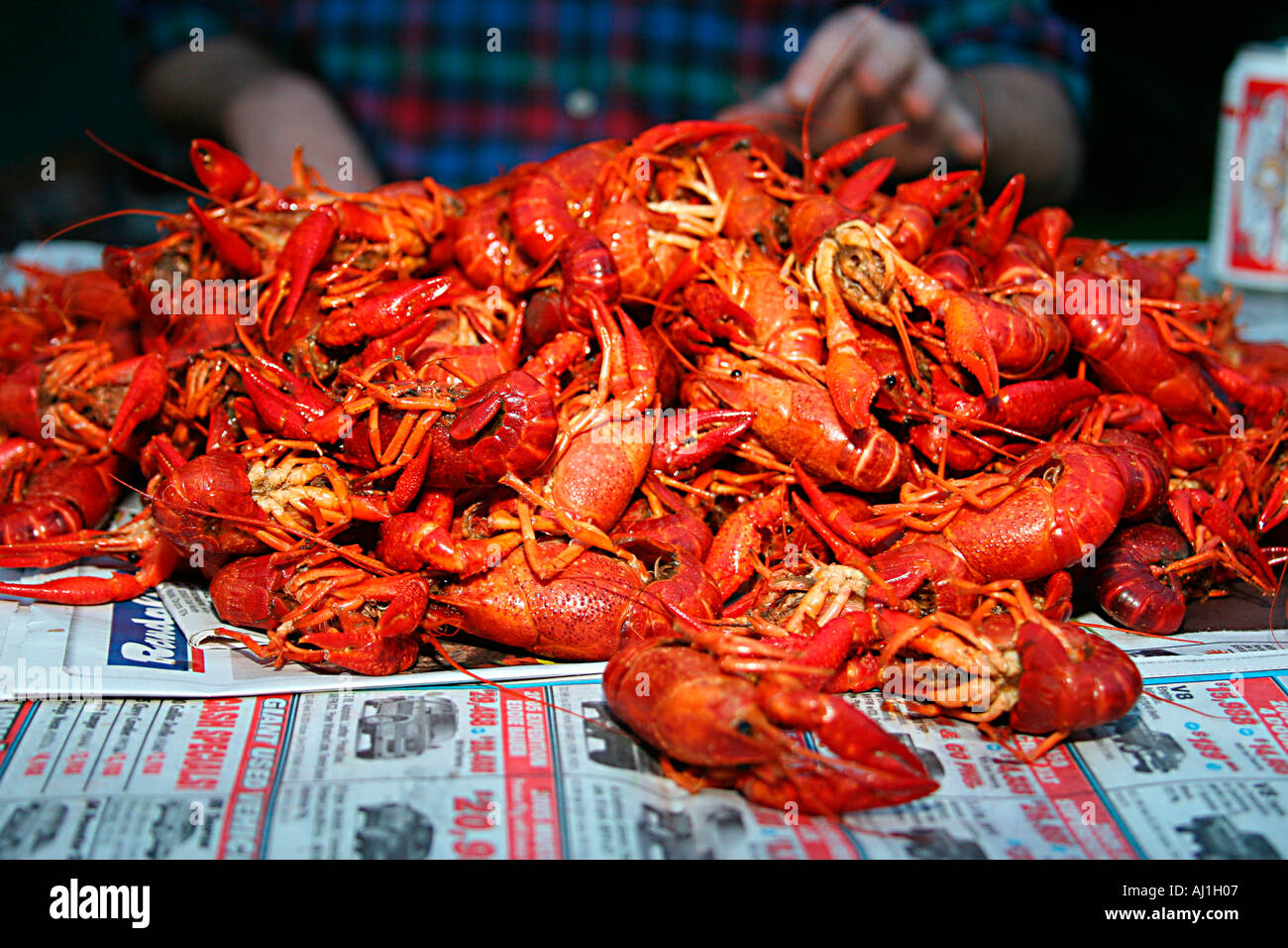 Stack of Boiled Hot Crawfish Ready To Be Eaten Stock Photo - Alamy
