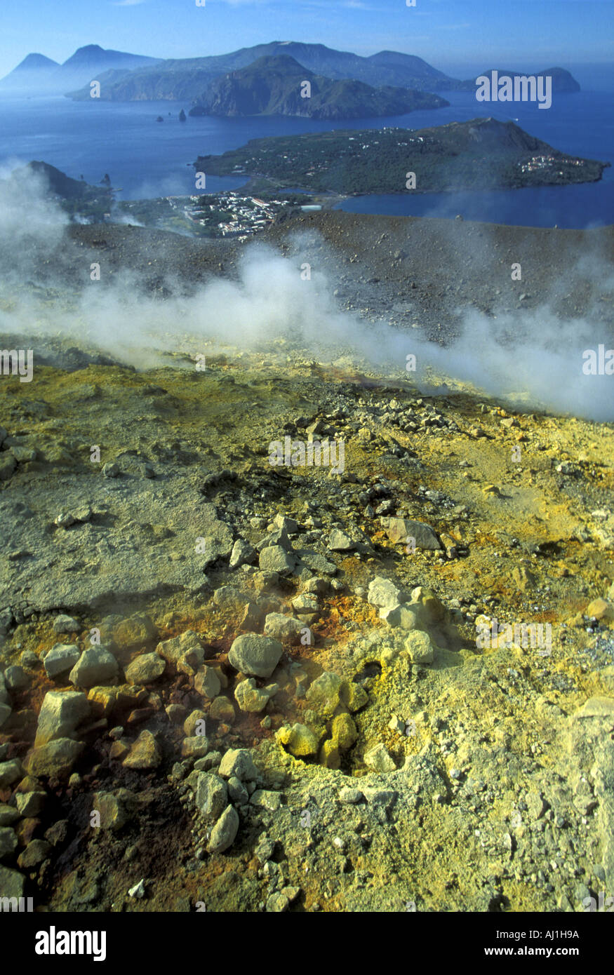 Crater border Vulcano Sicily Italy Stock Photo - Alamy