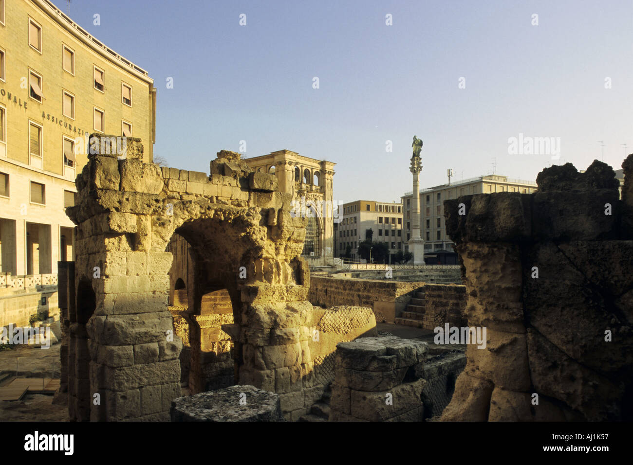 The Roman Amphitheatre in San Oronzo square Lecce Puglia Italy Stock ...