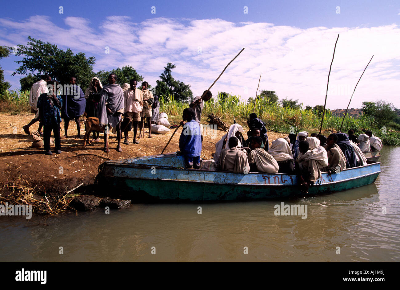 Ethiopia, region of lake Tana, boat to cross the Blue Nile river in Tis ...