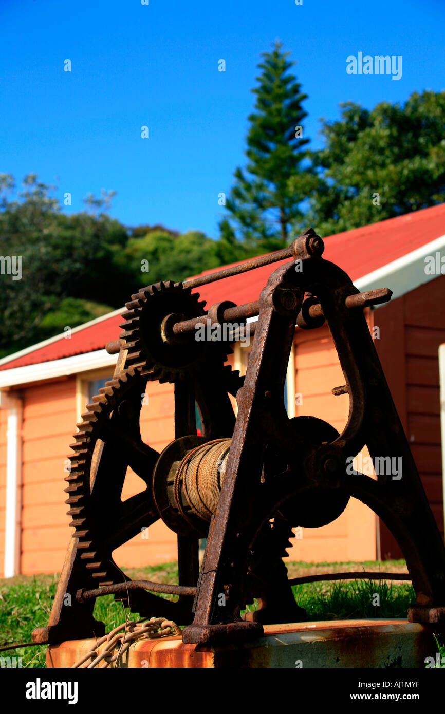 Rusted old boat winch Stock Photo - Alamy