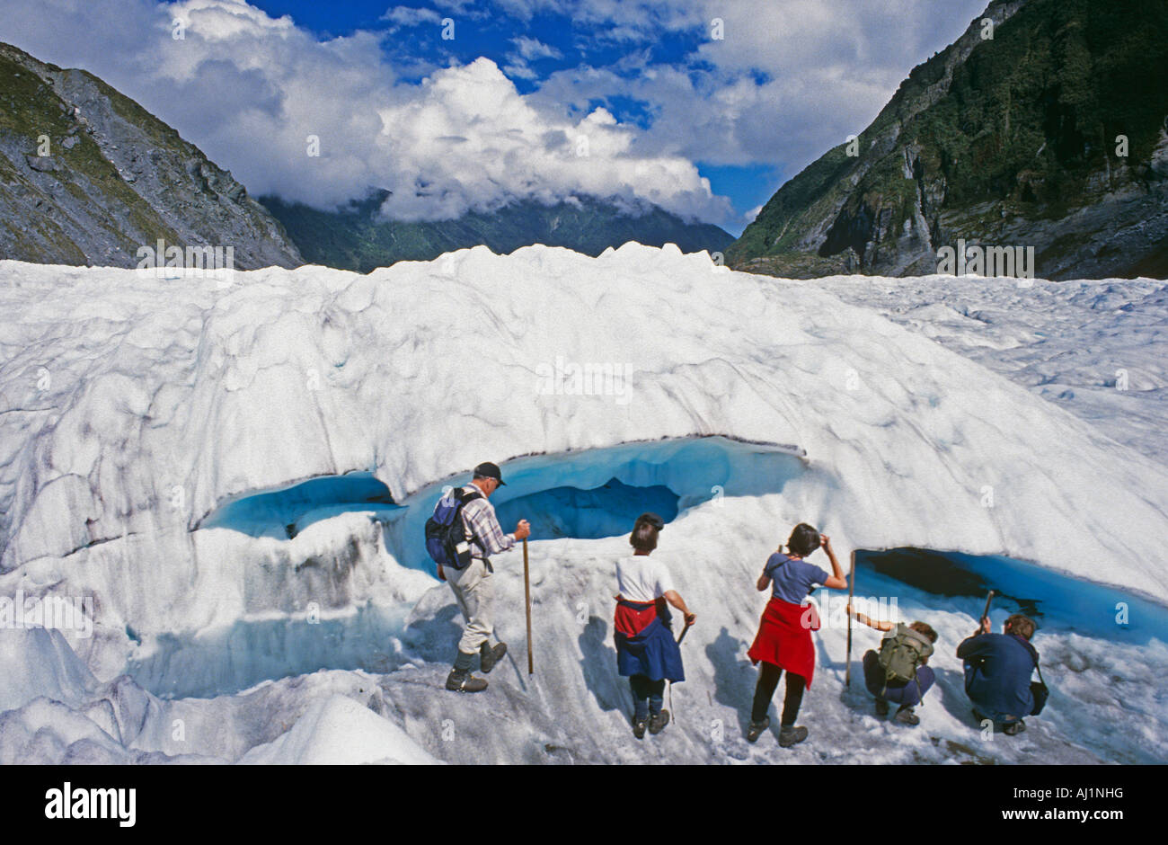 Hikers walking on Fox Glacier. New Zealand Stock Photo - Alamy