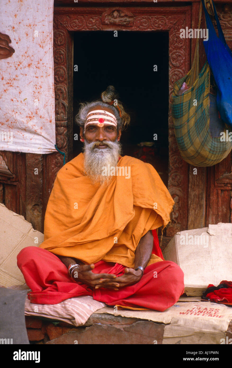 Hindu holy man. Kathmandu square Nepal Stock Photo - Alamy