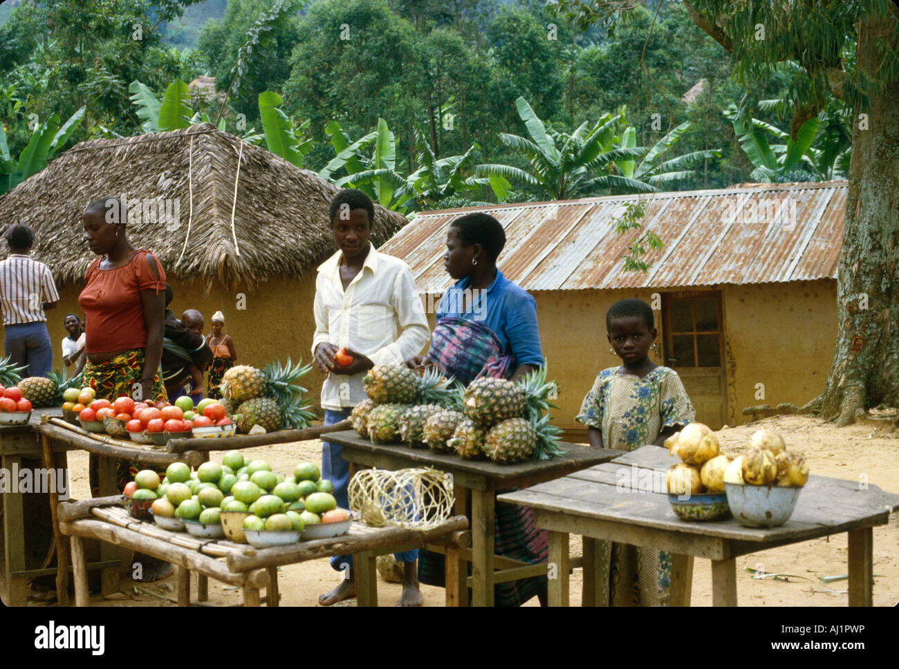 Market stall in Zaire, Africa Stock Photo - Alamy