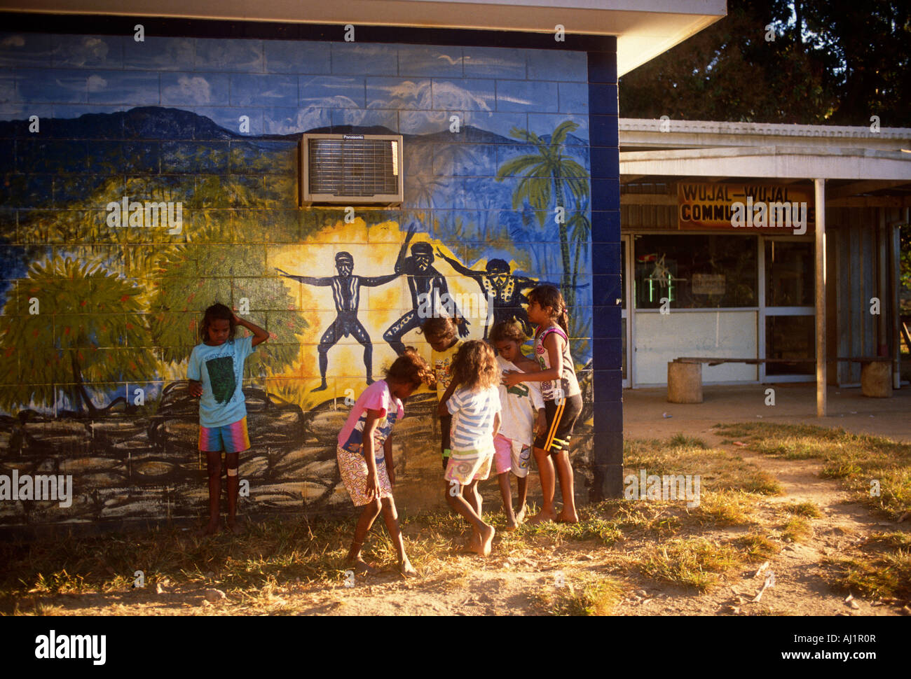 Aboriginal children play in Wujal wujal reserve, Queensland Australia ...