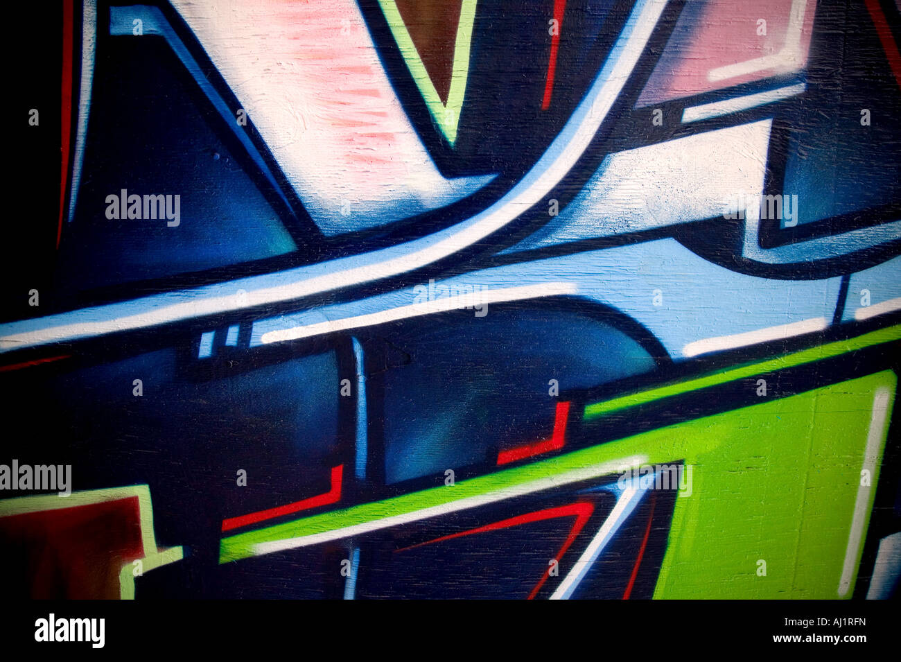 Section of graffiti with unusual shapes and colours Stock Photo - Alamy
