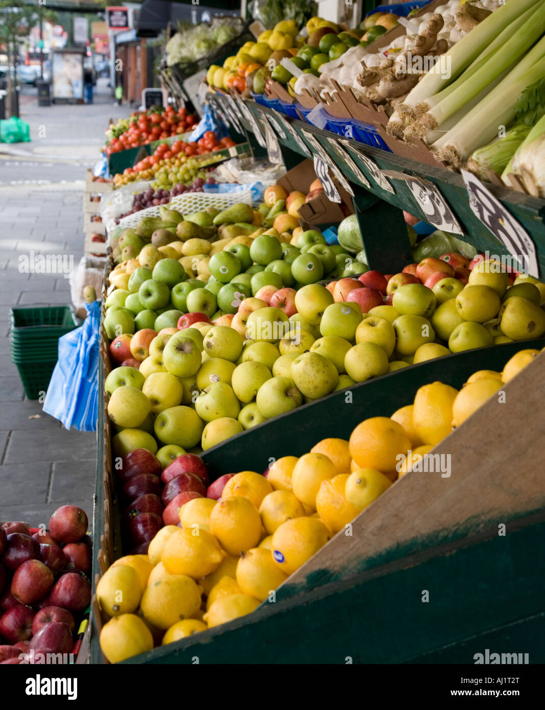 Fruit display on a London store front Stock Photo - Alamy
