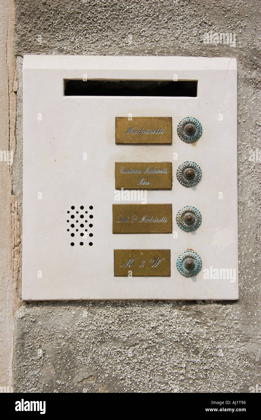 Combination letter slot doorbell nameplate and intercom on residential ...