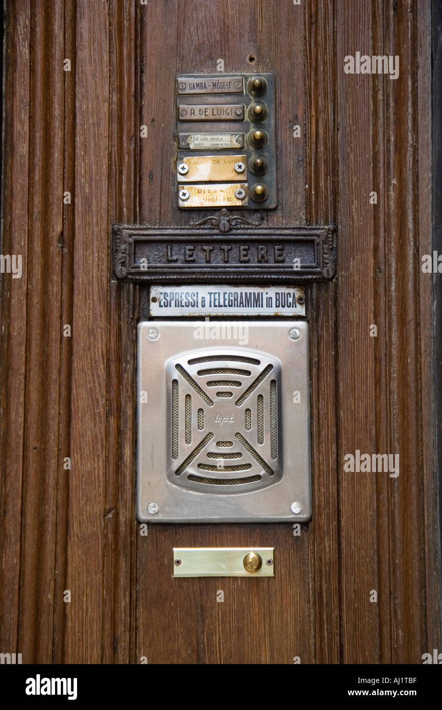 Combination letter slot doorbell nameplate and intercom on residential ...