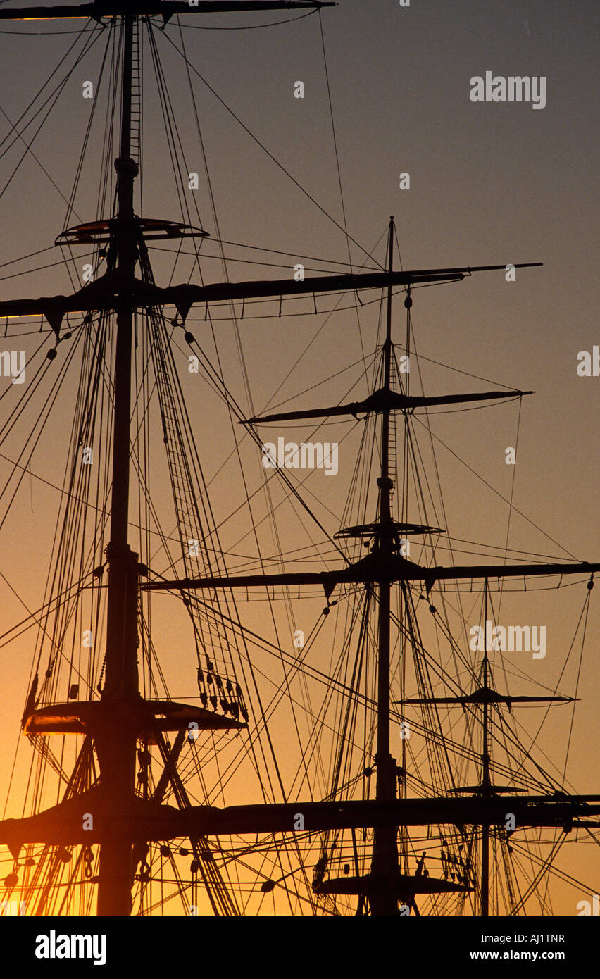 ship rigging sunset HMS Victory Stock Photo - Alamy