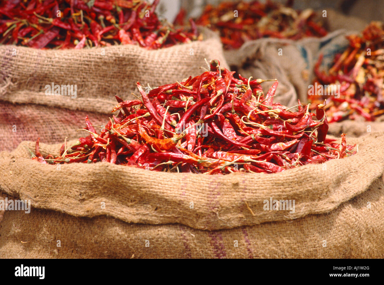 sack of chillies in market Stock Photo - Alamy