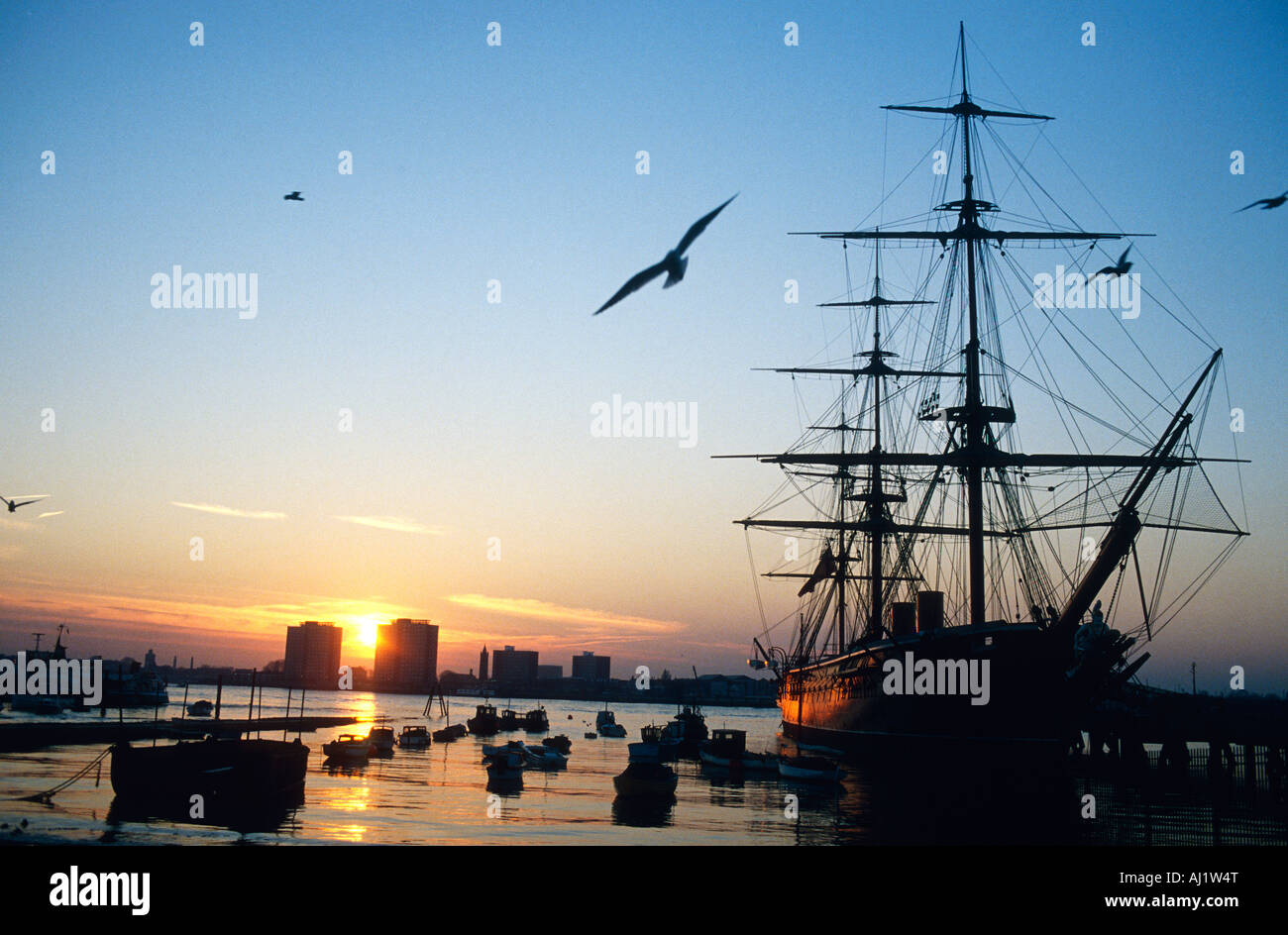 HMS Warrior Portsmouth sunset Stock Photo - Alamy