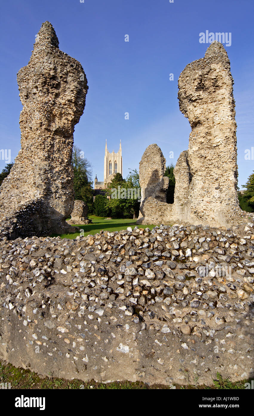 Saint Edmundsbury Cathedral with the newly completed tower behind the ...