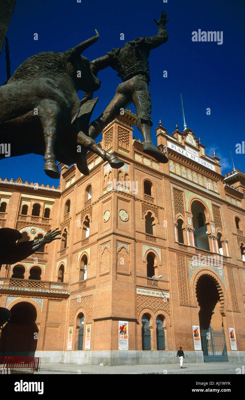 bull ring stadium madrid with statue of bull and matador Stock Photo ...