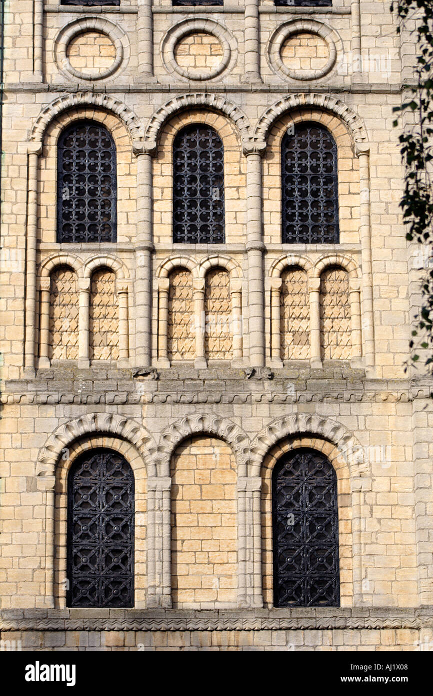 Romanesque windows and blind arcading on the C12th Tower at Bury St ...