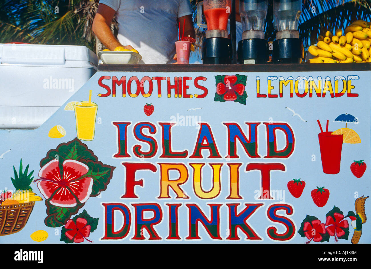 sign fruit drinks street vendor Stock Photo - Alamy
