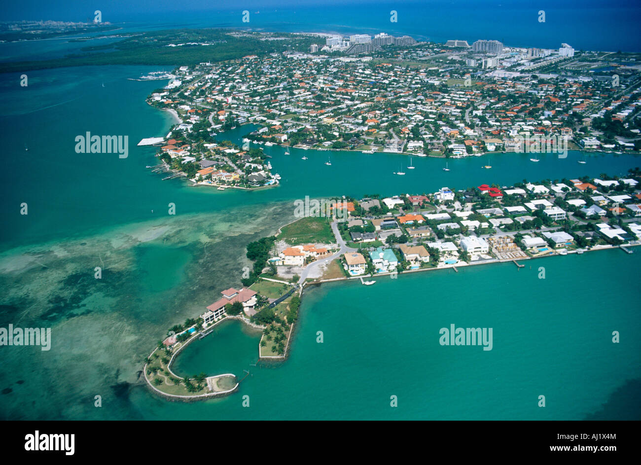 aerial view luxury waterfront miami residential real estate Stock Photo ...