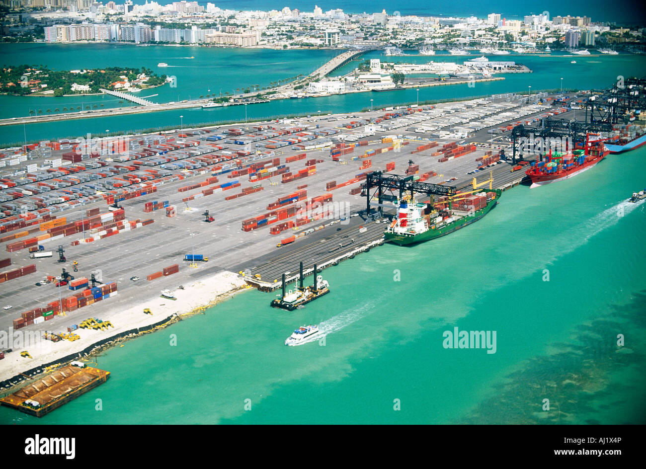 aerial view miami container port downtown Stock Photo - Alamy