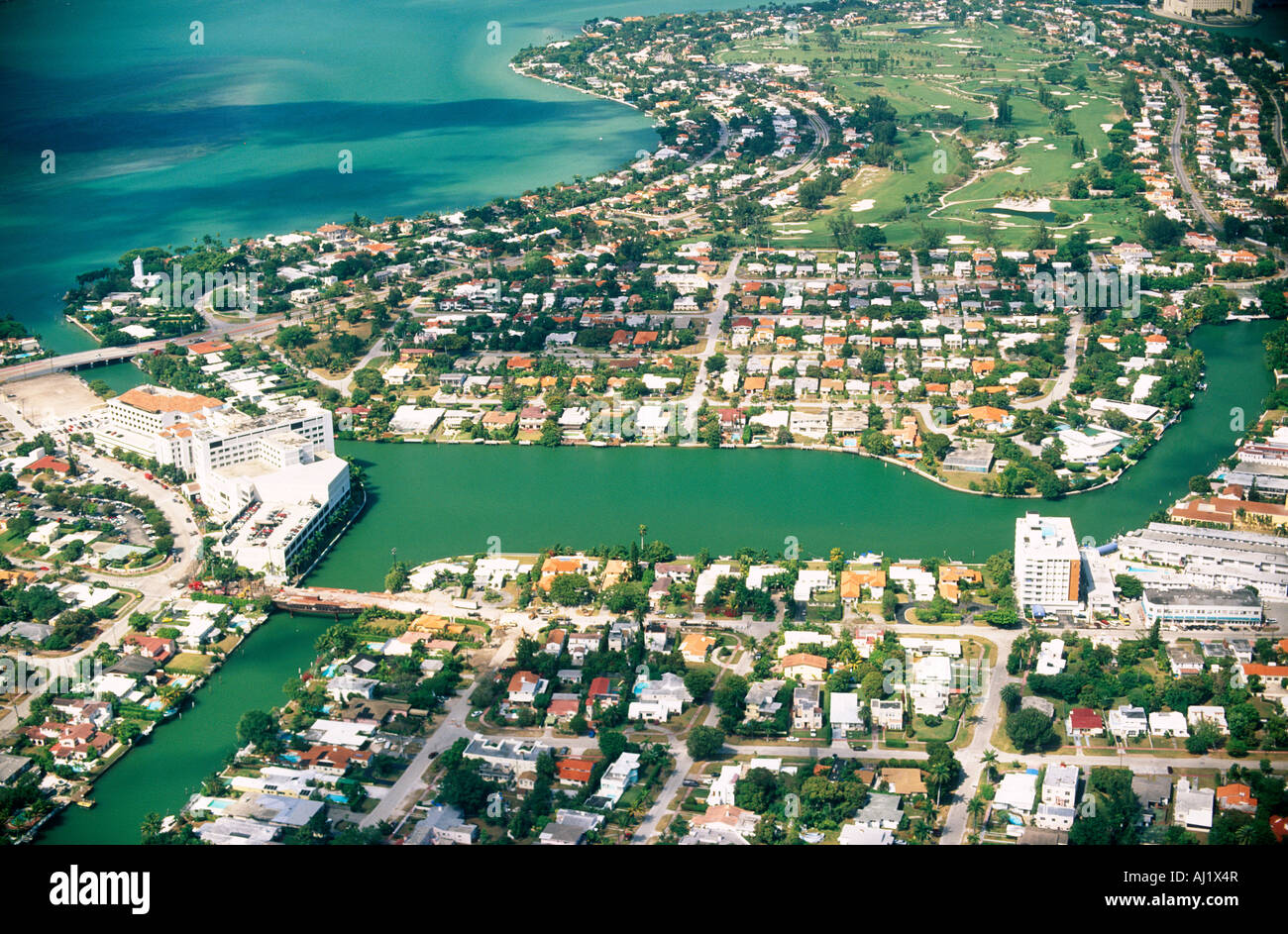 aerial view luxury waterfront miami residential real estate Stock Photo ...