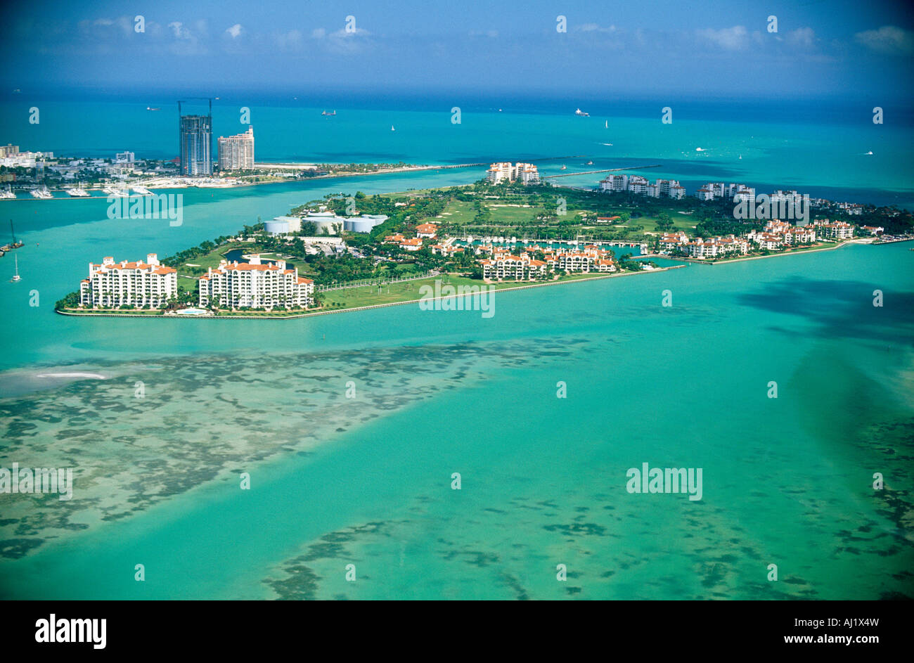aerial view luxury waterfront miami residential real estate Stock Photo ...
