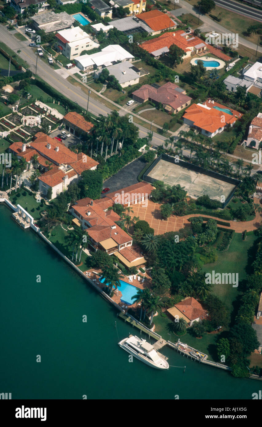 aerial view luxury waterfront miami residential real estate Stock Photo ...