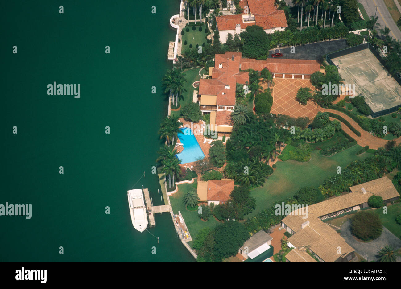 aerial view luxury waterfront miami residential real estate Stock Photo ...
