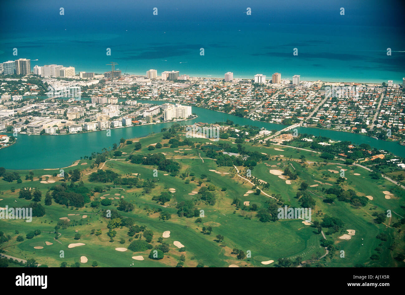 aerial view luxury waterfront miami residential real estate showing ...