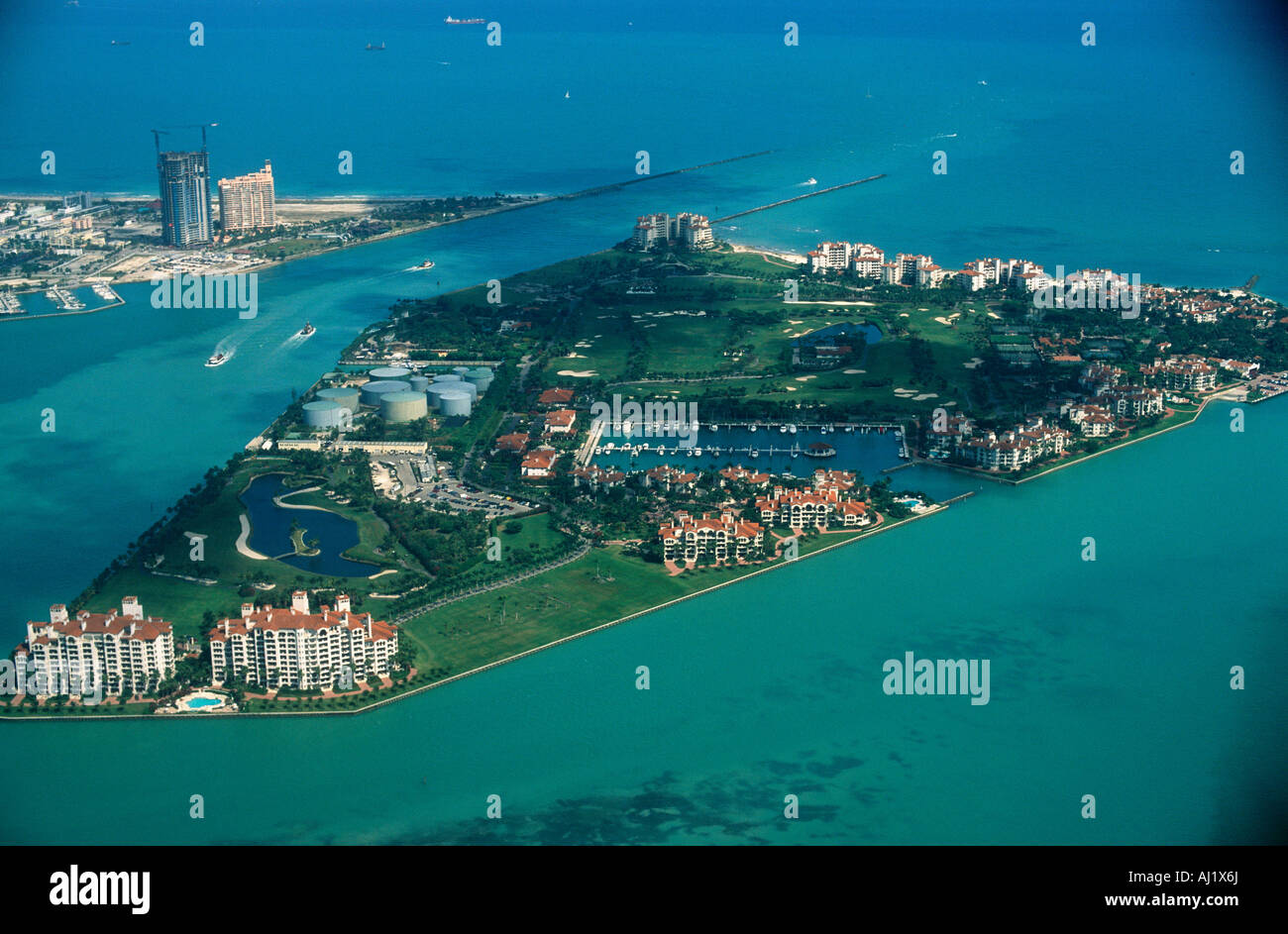 aerial view luxury waterfront miami residential real estate Stock Photo ...