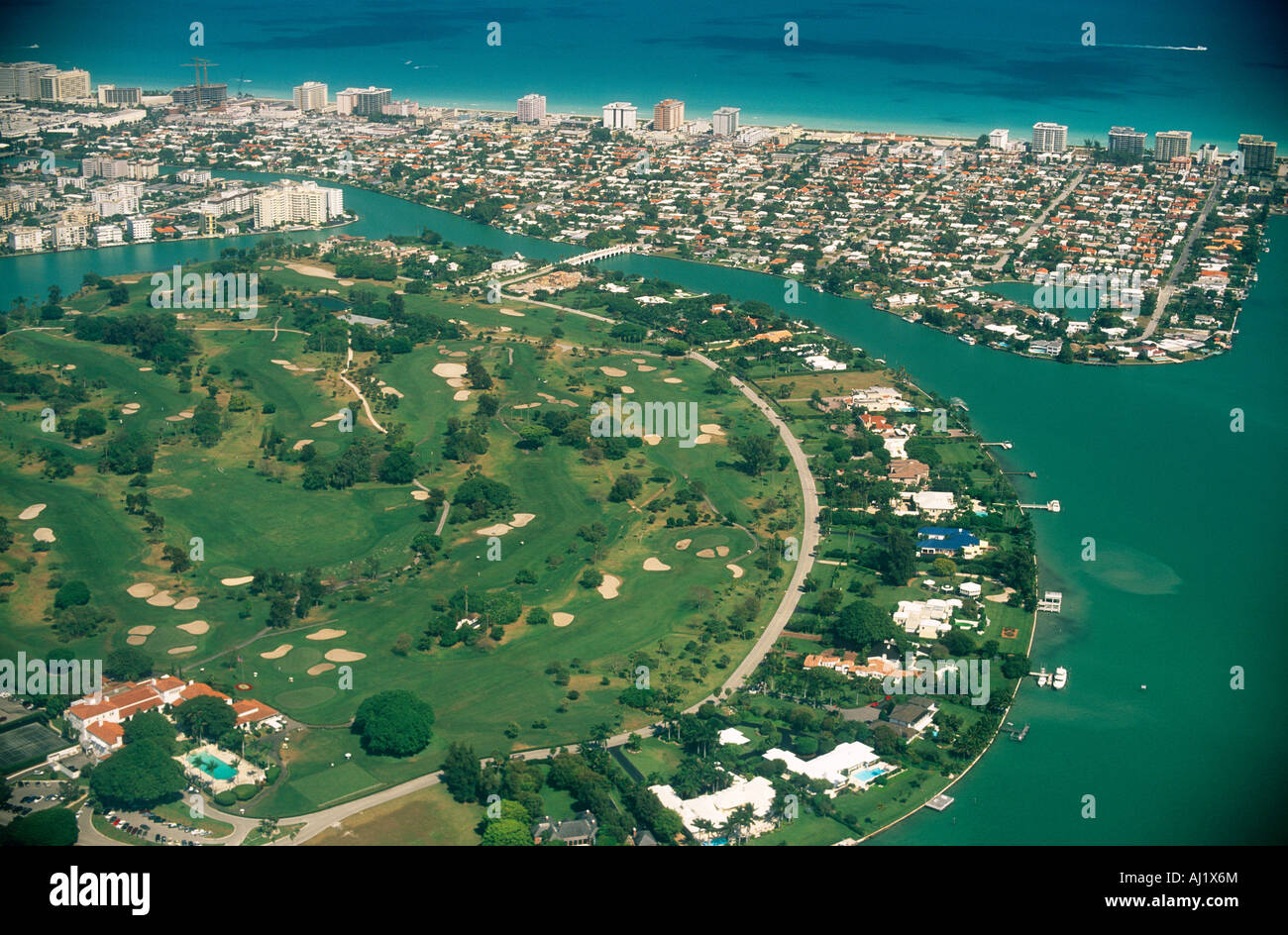 aerial view luxury waterfront miami residential real estate Stock Photo ...