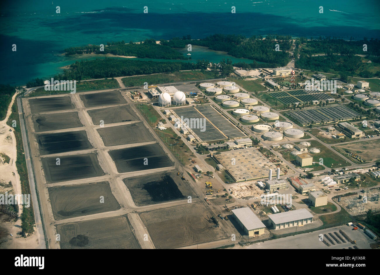 aerial view miami water treatment plant Stock Photo - Alamy