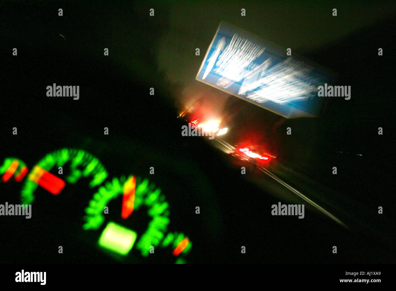 Night drive at the Autobahn A40 in Germany Stock Photo - Alamy