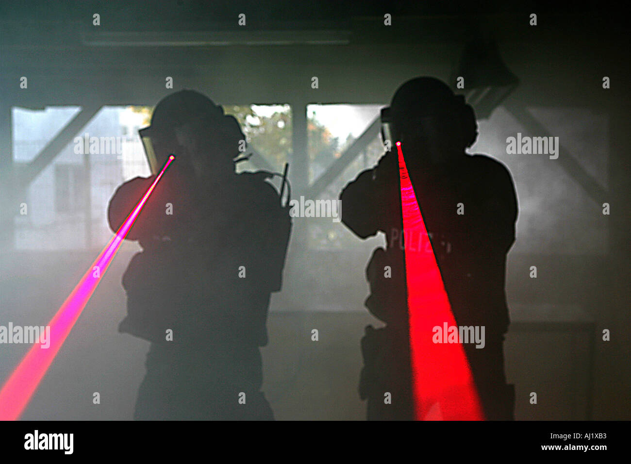 German SWAT Team on a shooting range guns with laser pointer Stock ...