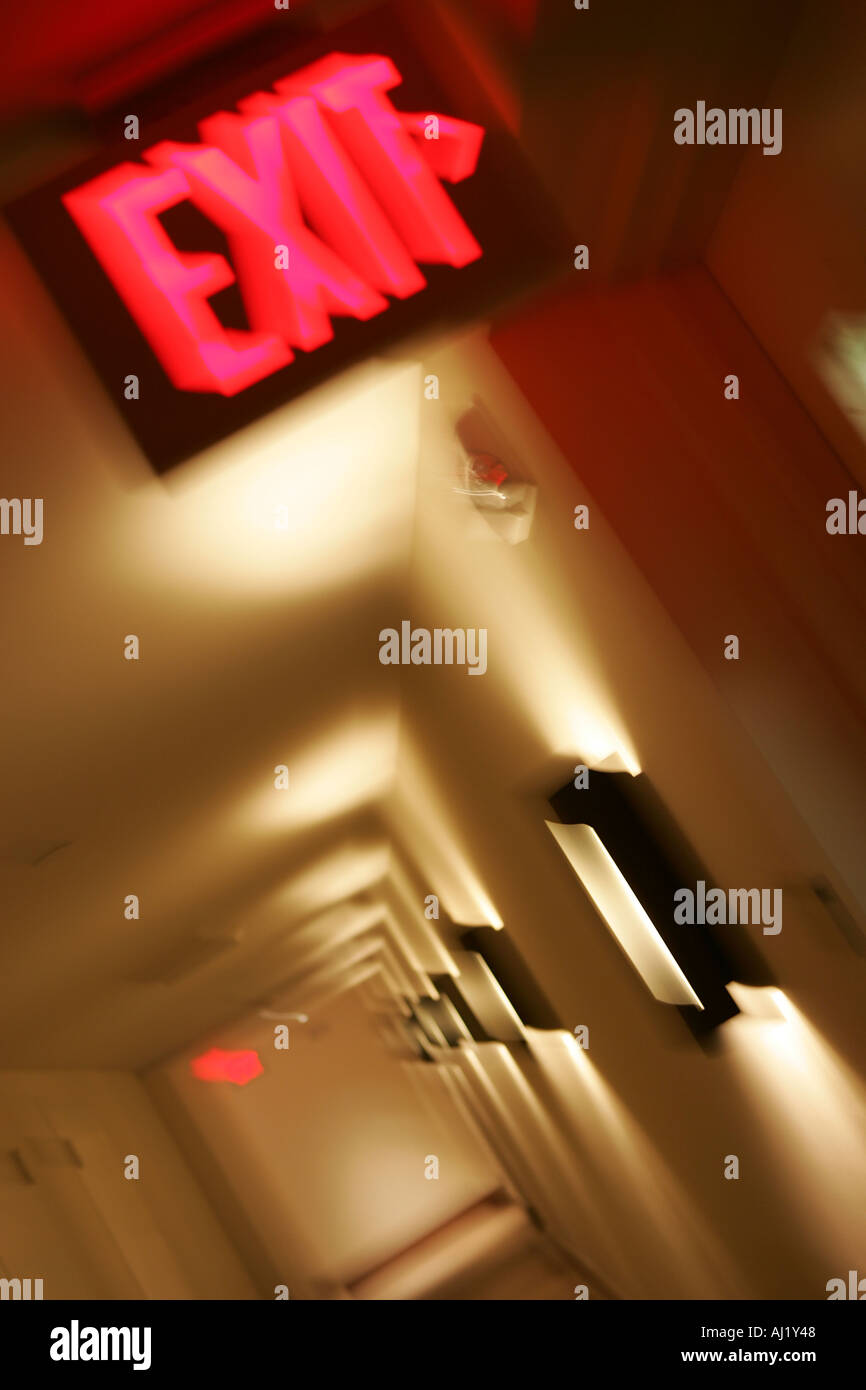 Florida Miami Hotel floor emergency exit sign Stock Photo - Alamy