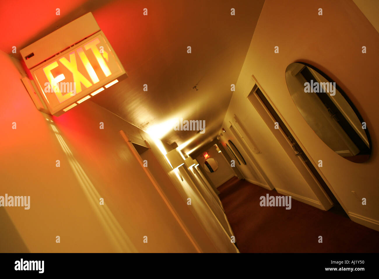 Florida Miami Hotel floor emergency exit sign Stock Photo - Alamy