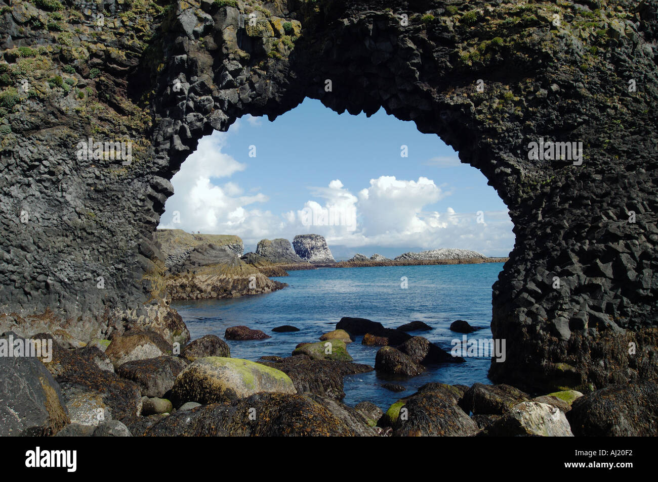 basalt rock arch at the coast Snæfellsnes peninsula Iceland Stock Photo ...
