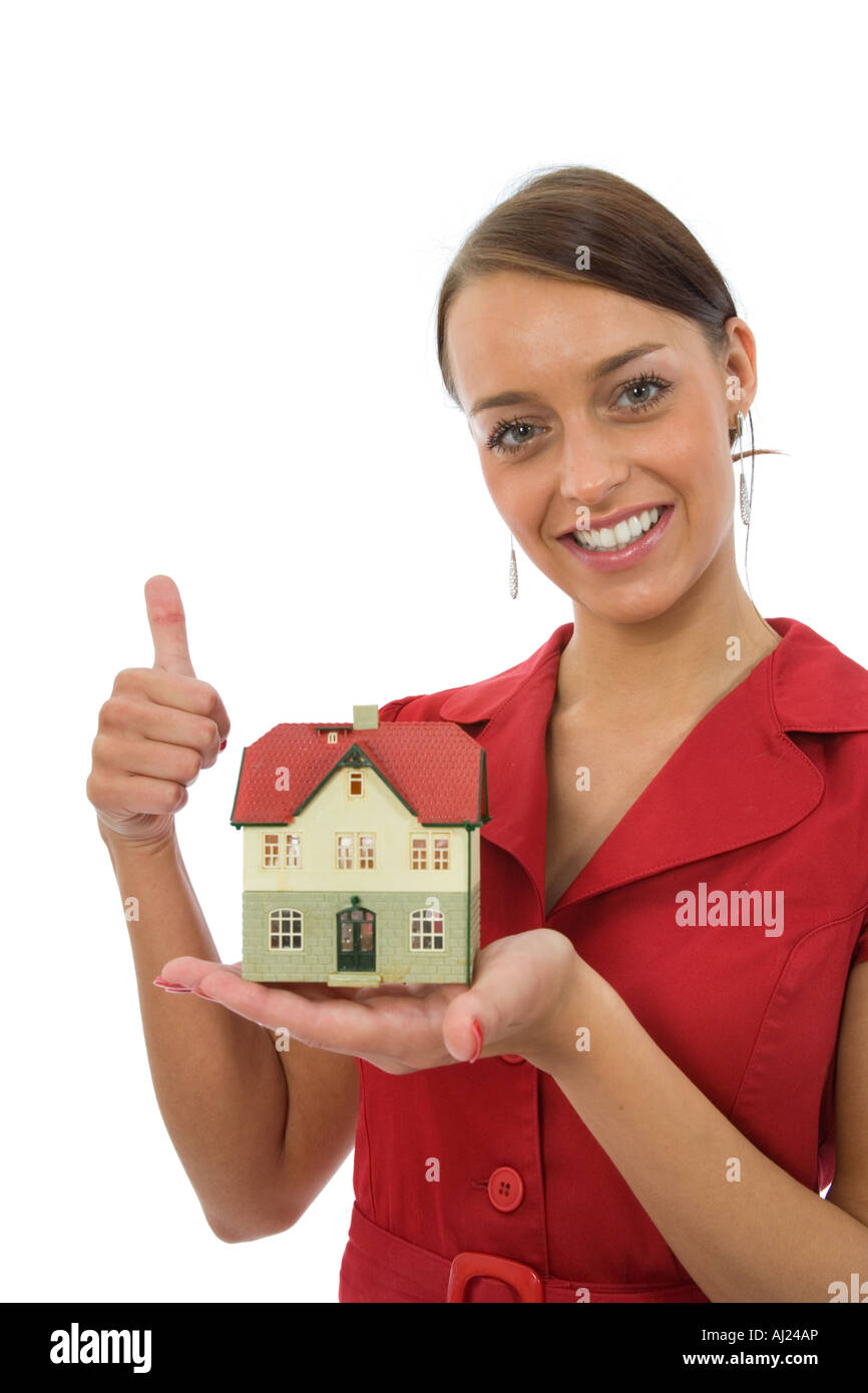 Business woman advertises real estate Stock Photo - Alamy