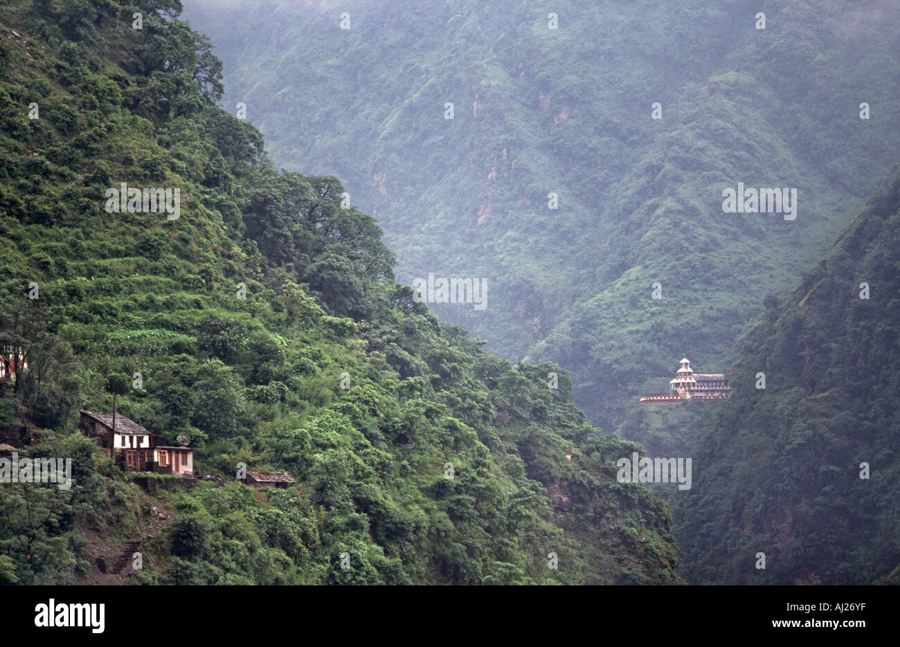 Precipitous slopes in the Himalayan foothills of Himachal Pradesh near ...
