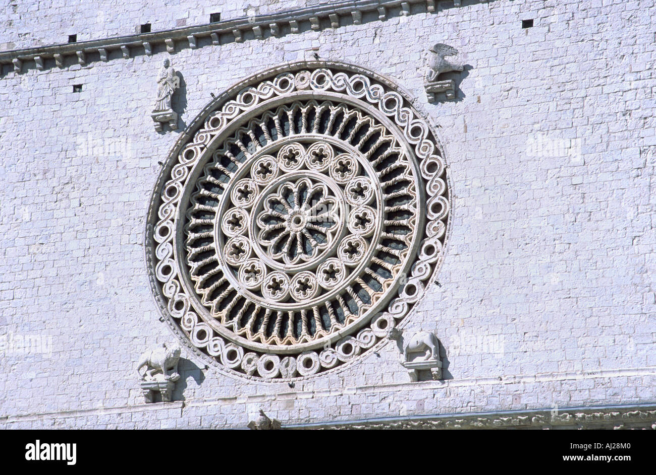 Central Rose Window in Basicila di San Francesco Assisi Umbria region ...